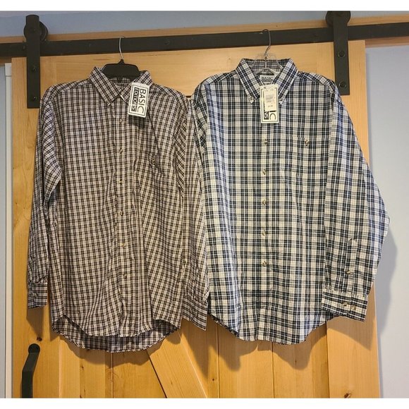Basic Editions | Shirts | 2 New Basic Edition Vintage Mens Size M Button Down Collar Shirts Blue ...